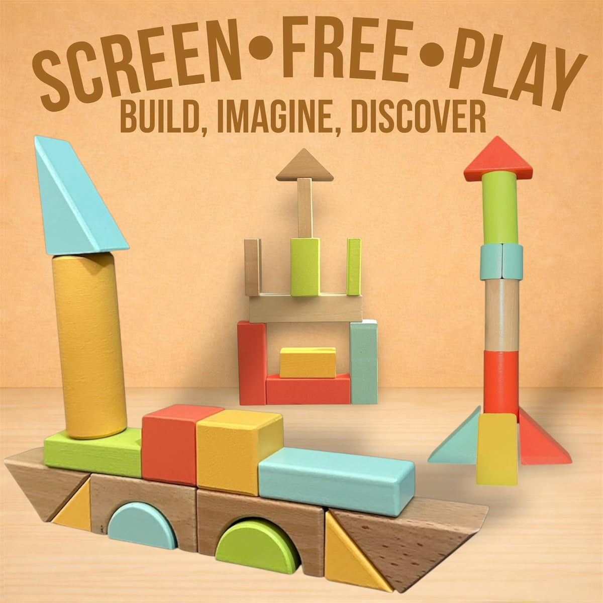 MOD 100-Piece Wood Building Blocks Set — Includes Heavy Duty Shape-Sor ...